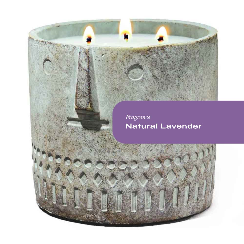 Natural Lavender Stone Face Candle 27oz – Plant Based Candles